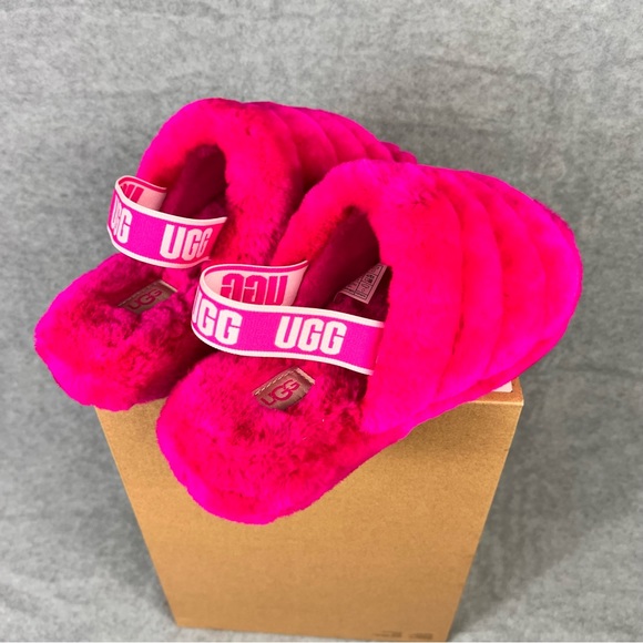 UGG | Shoes | Ugg Womens Hot Pink Fluff Yeah Slide Slippers Size Us 6 ...
